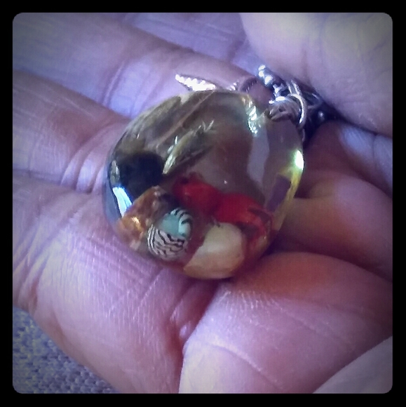 Vintage | Jewelry | Vintage Lucite Embedded Shells Seaweed Pendant ...